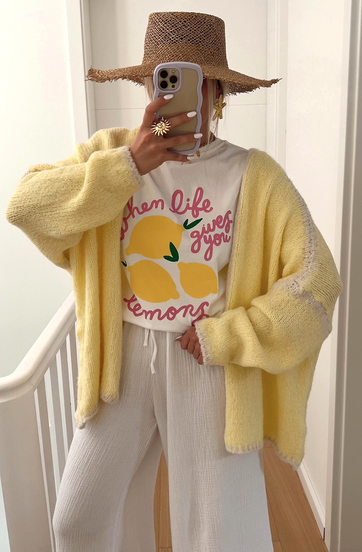 Sadie Contrast Knitted Cardigan-Yellow – Catwalk Whole