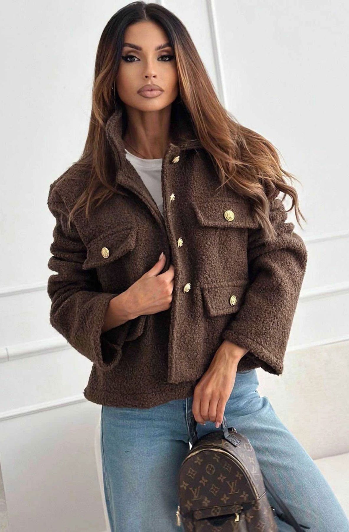 Shaya Boucle Style Jacket-Brown – Catwalk Wholesale